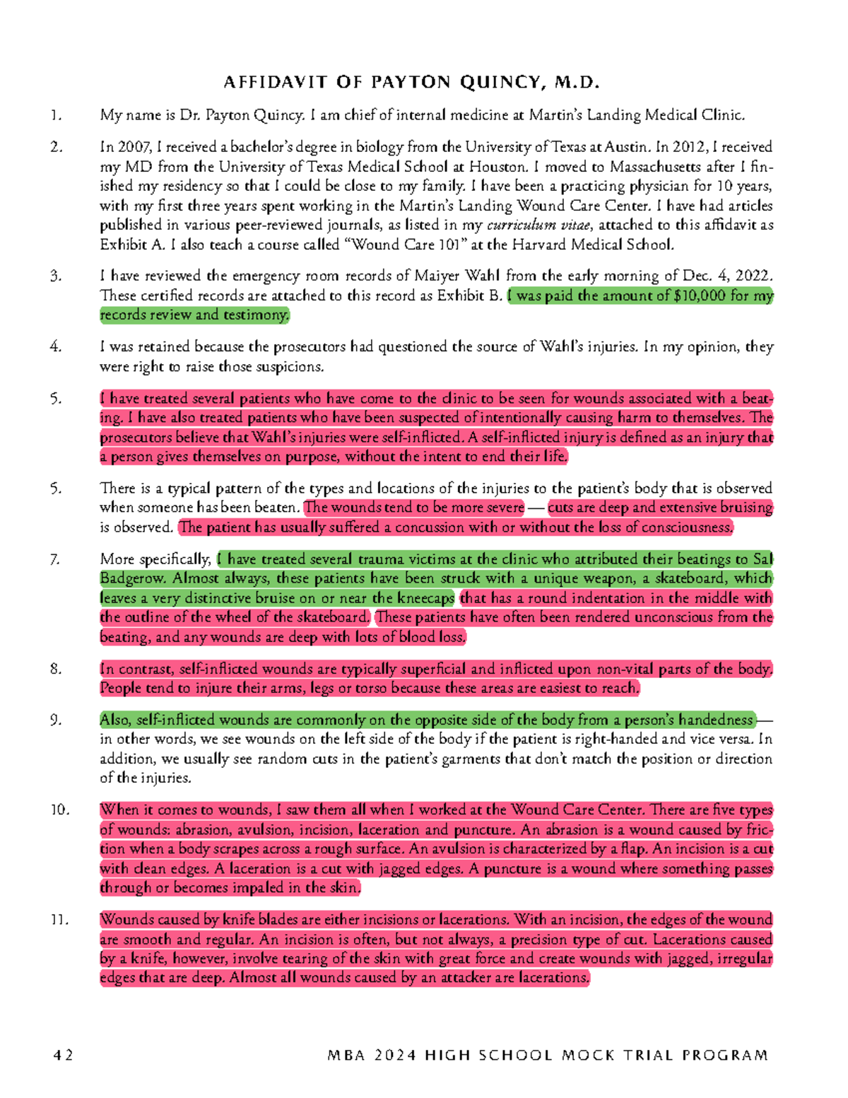 Cross DR. Quincy - please dont use this - 4 2 M B A 2 0 2 4 H I G H S C ...