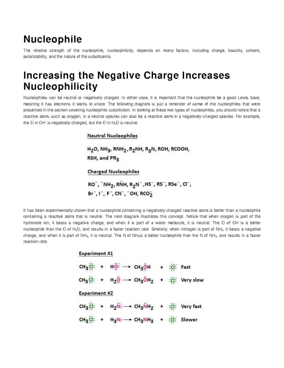 Nucleophile Strength