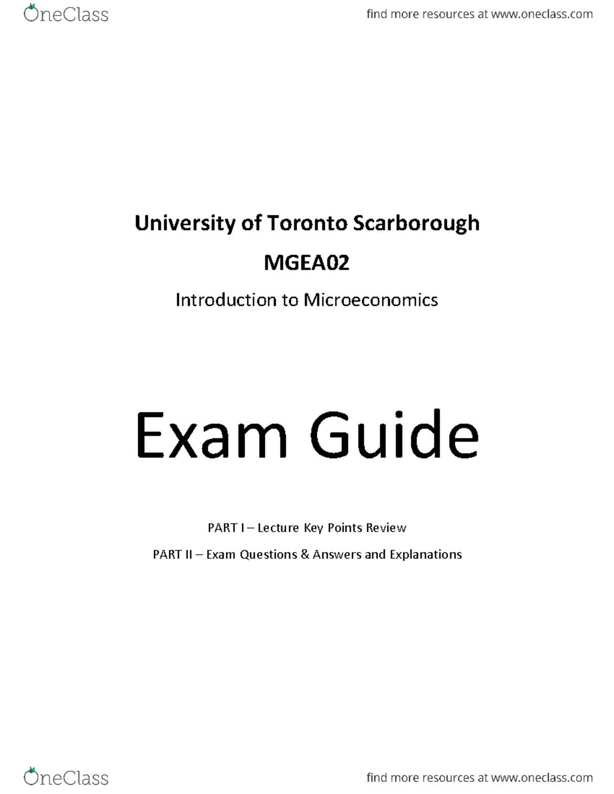 Microecon- midterm exam notes - University of Toronto Scarborough MGEA ...