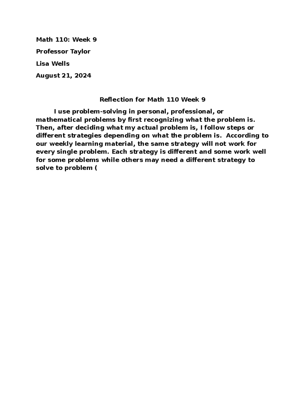 Math 110 - Assignments submitted for grading - Math 110: Week 9 ...