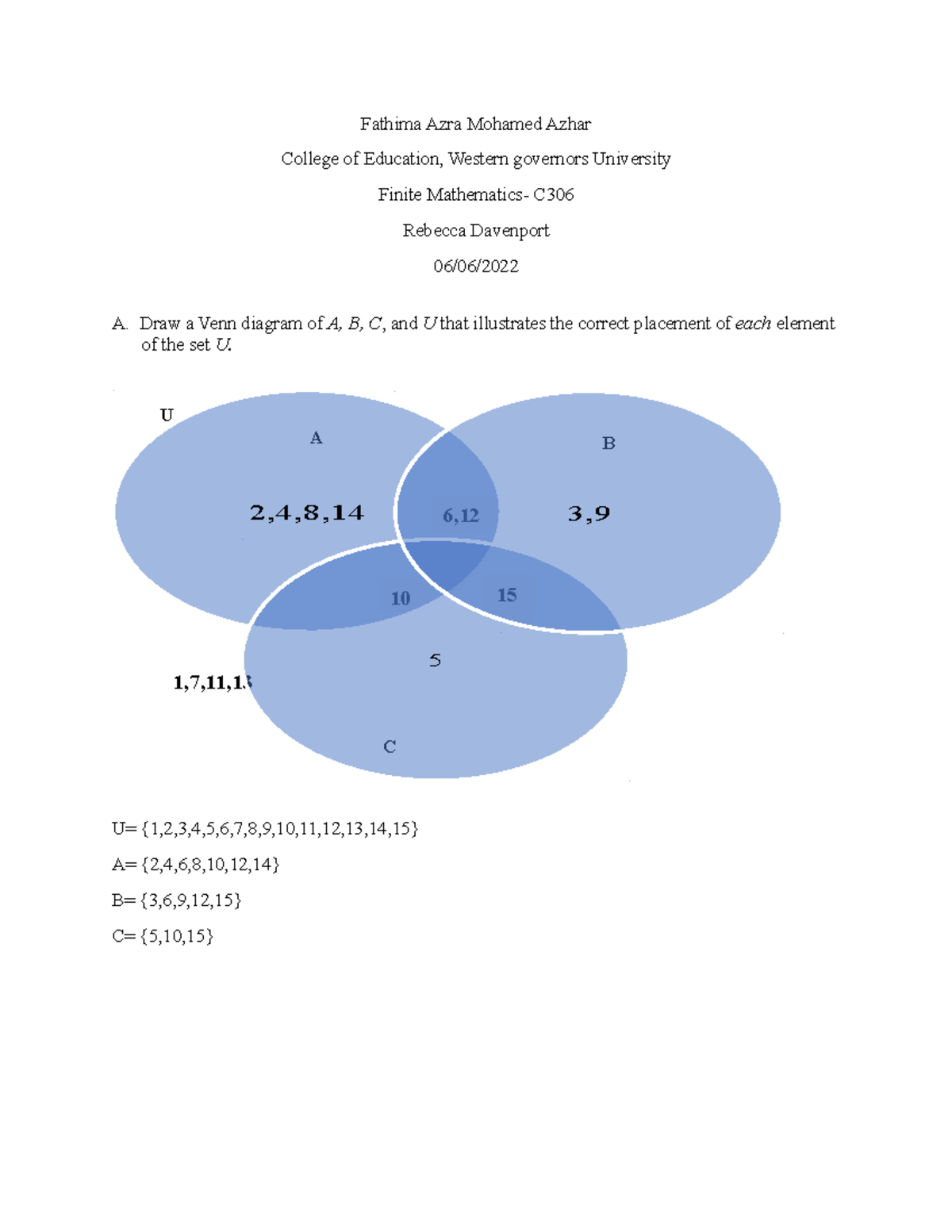 Finite maths task 1 - math - Fathima Azra Mohamed Azhar College of ...