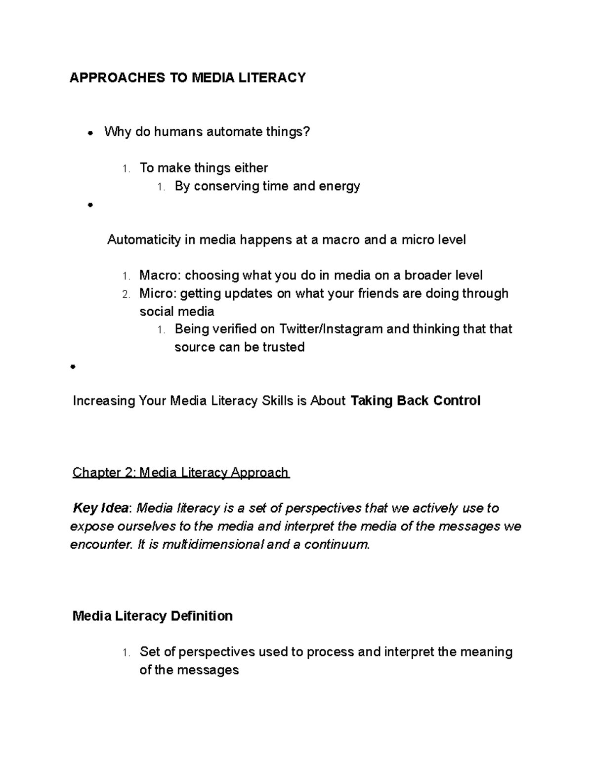 Approaches to Media Literacy - MSCH-C 101 - IU Bloomington - Studocu