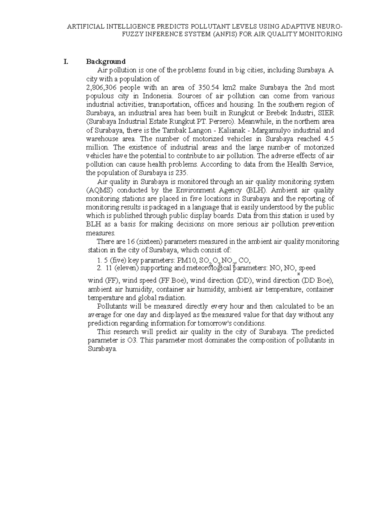 Artificial Intelligence Predicts Pollutant Levels Using Adaptive Neuro- Fuzzy Inference System ...
