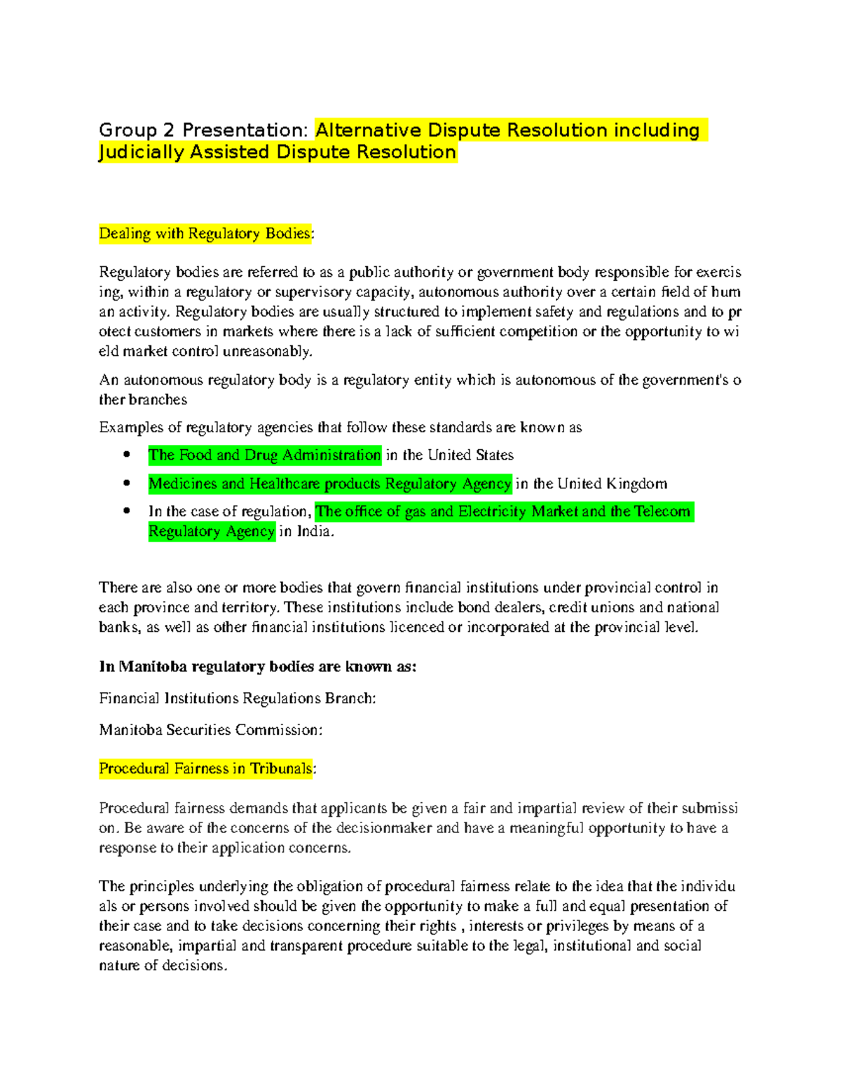 Labour Law Chapter 3 summary - Group 2 Presentation: Alternative ...