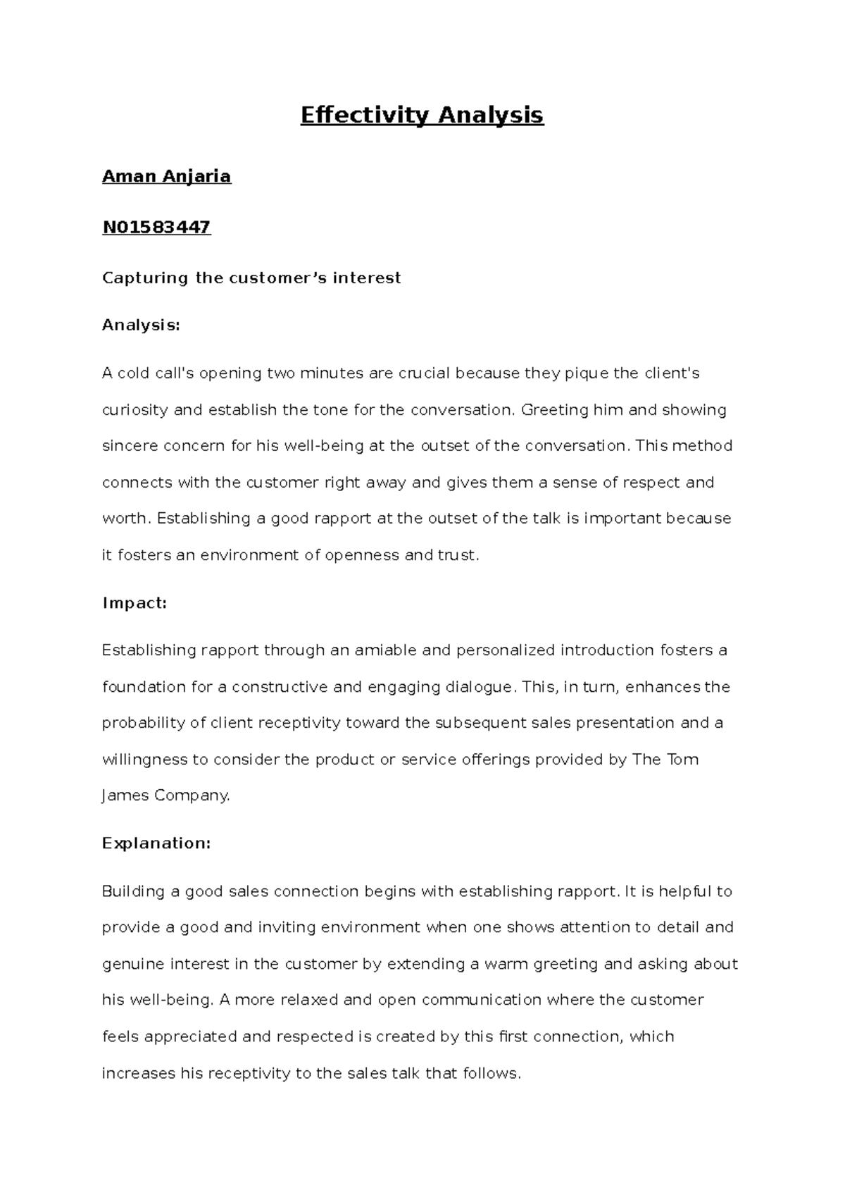 Effectivity Analysis Part 2 - Effectivity Analysis Aman Anjaria N ...