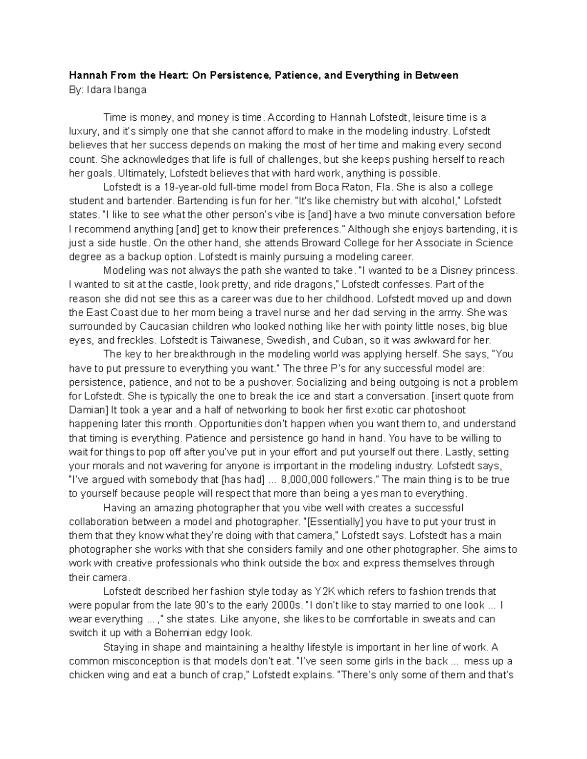 Personality Profile - Hannah From the Heart: On Persistence, Patience ...