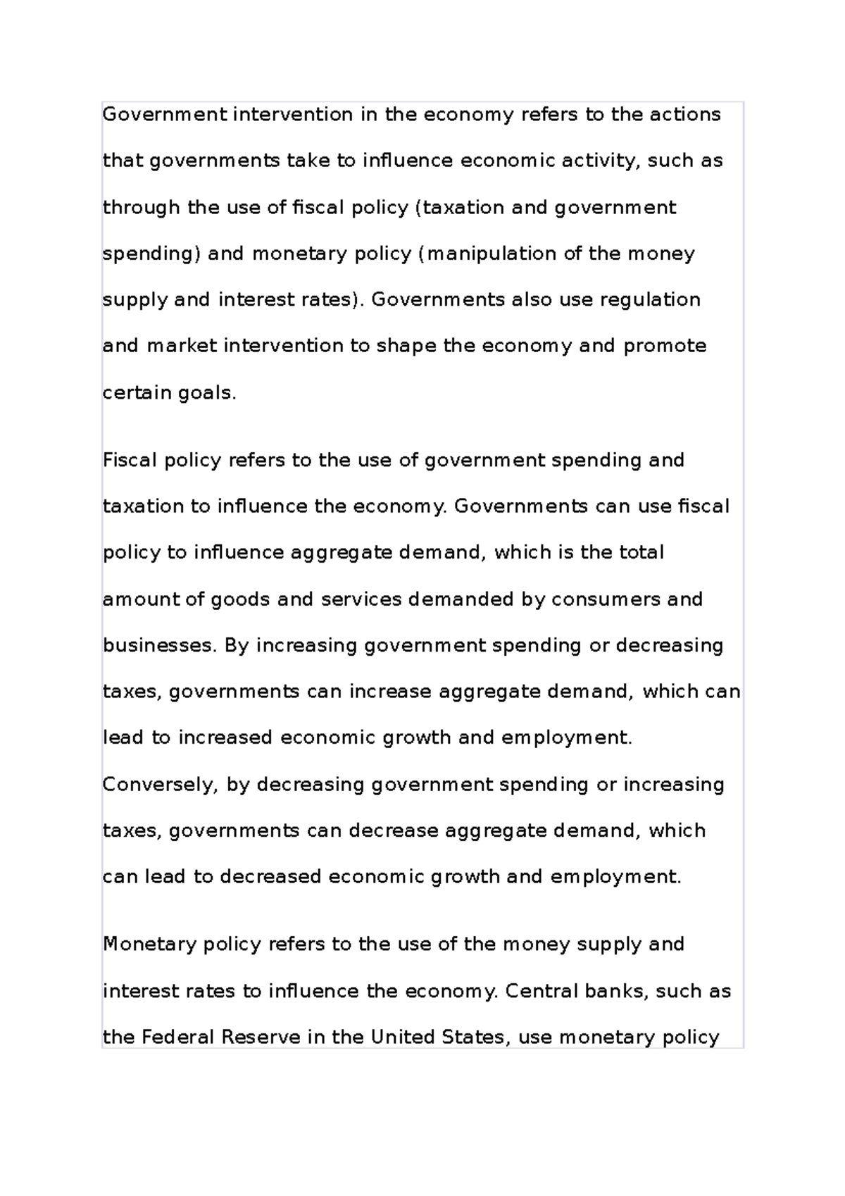 Government intervention in the economy - Governments also use ...