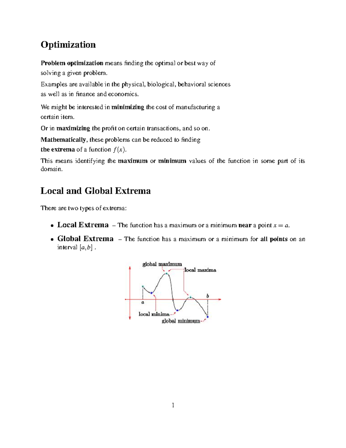 Lecture 6 1 Handout - Optimization Problem optimizationmeans finding ...
