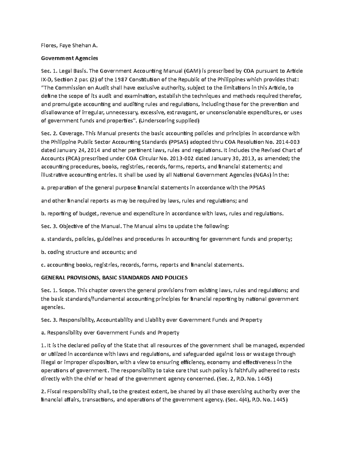 Document - Notes - Flores, Faye Shehan A. Government Agencies Sec. 1 ...