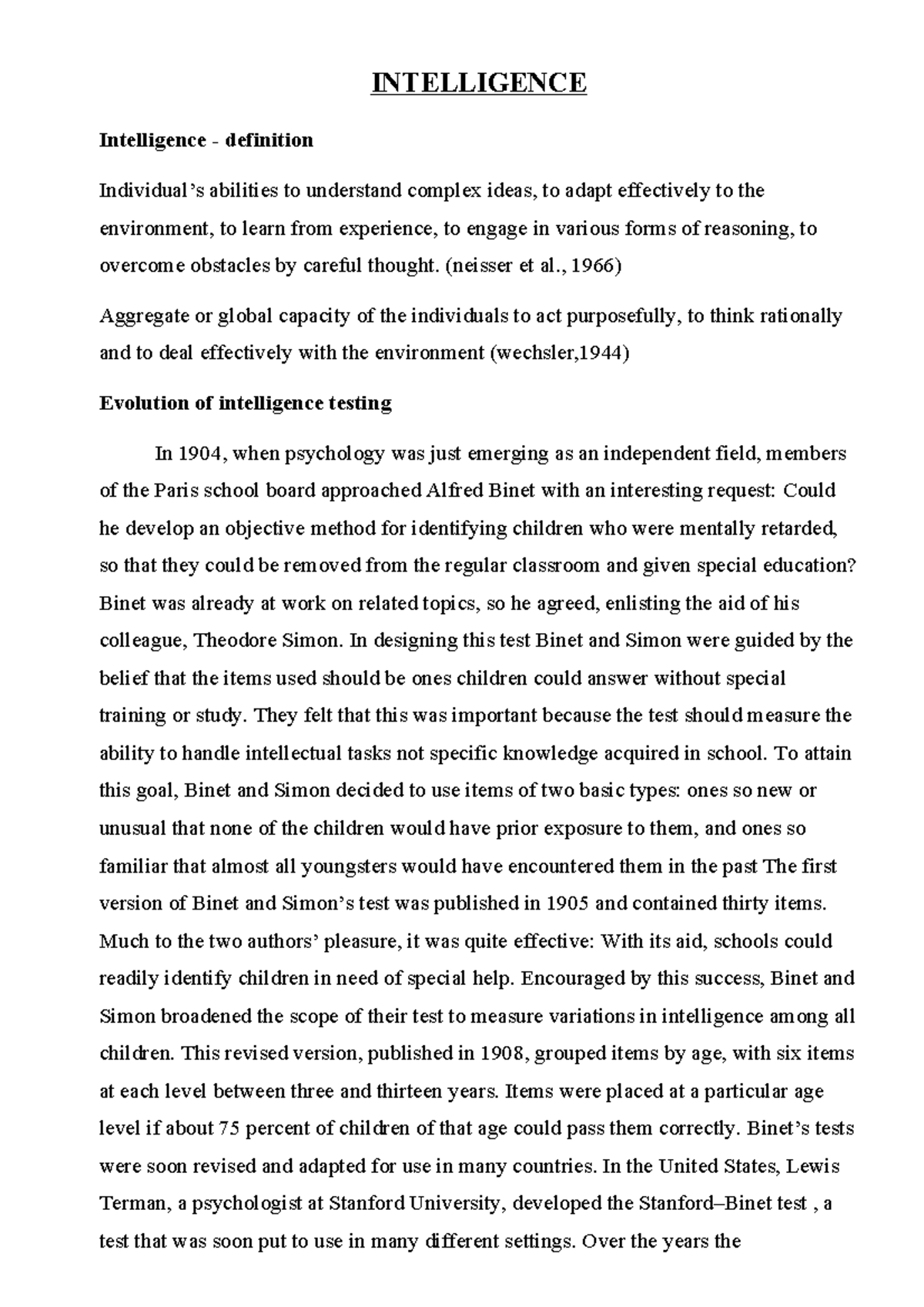 Module 4 intelligence 240525 135912 - INTELLIGENCE Intelligence ...