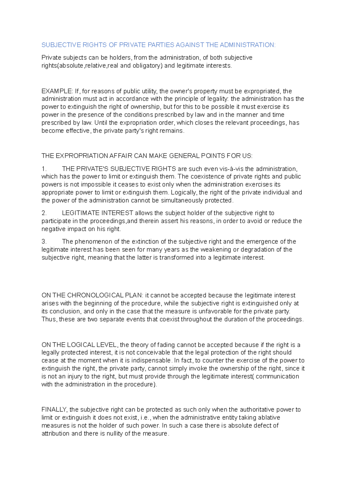 Subjective Rights OF Private Parties Against THE Administration ...