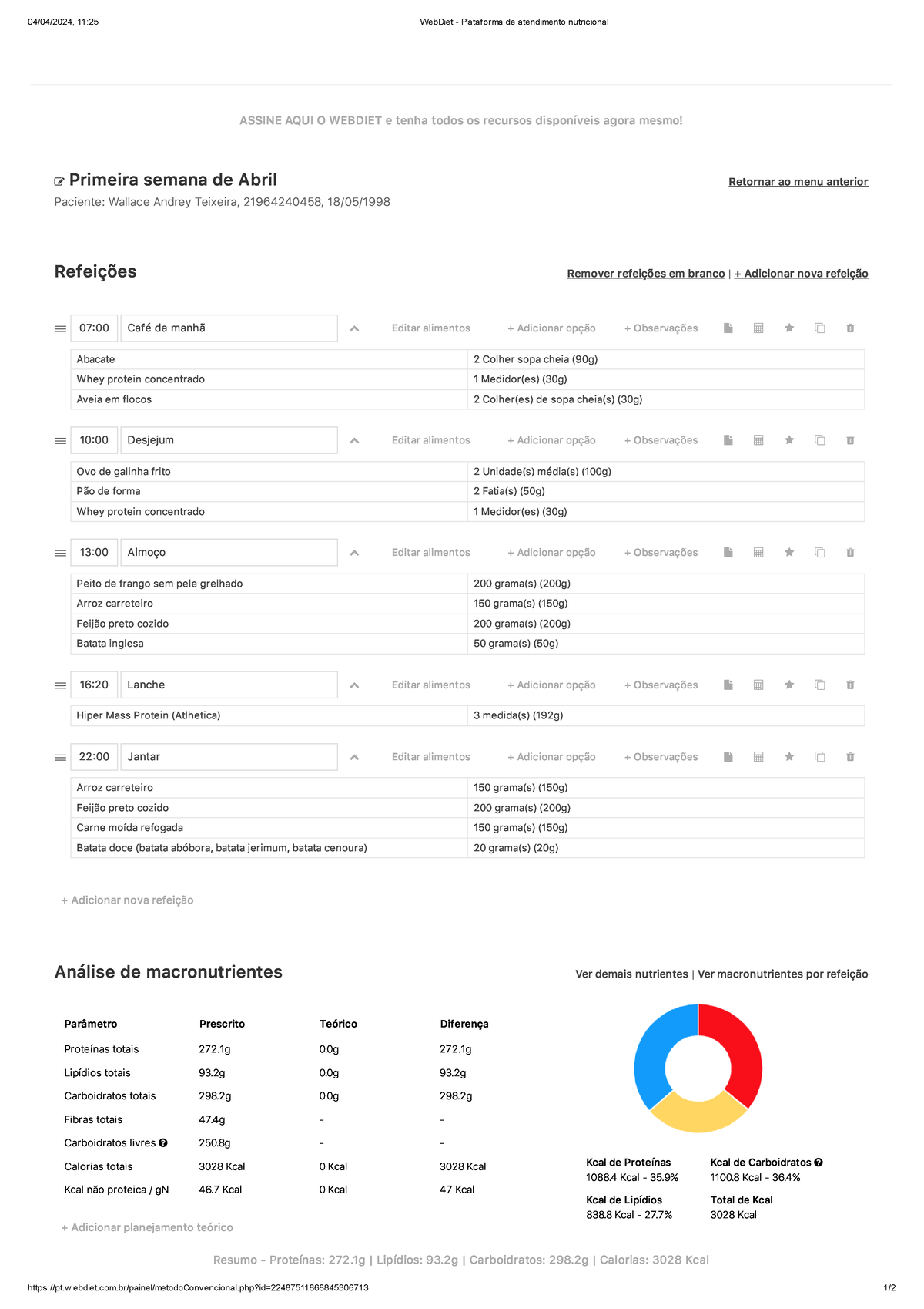 Web Diet - Plataforma de atendimento nutricional - - Studocu