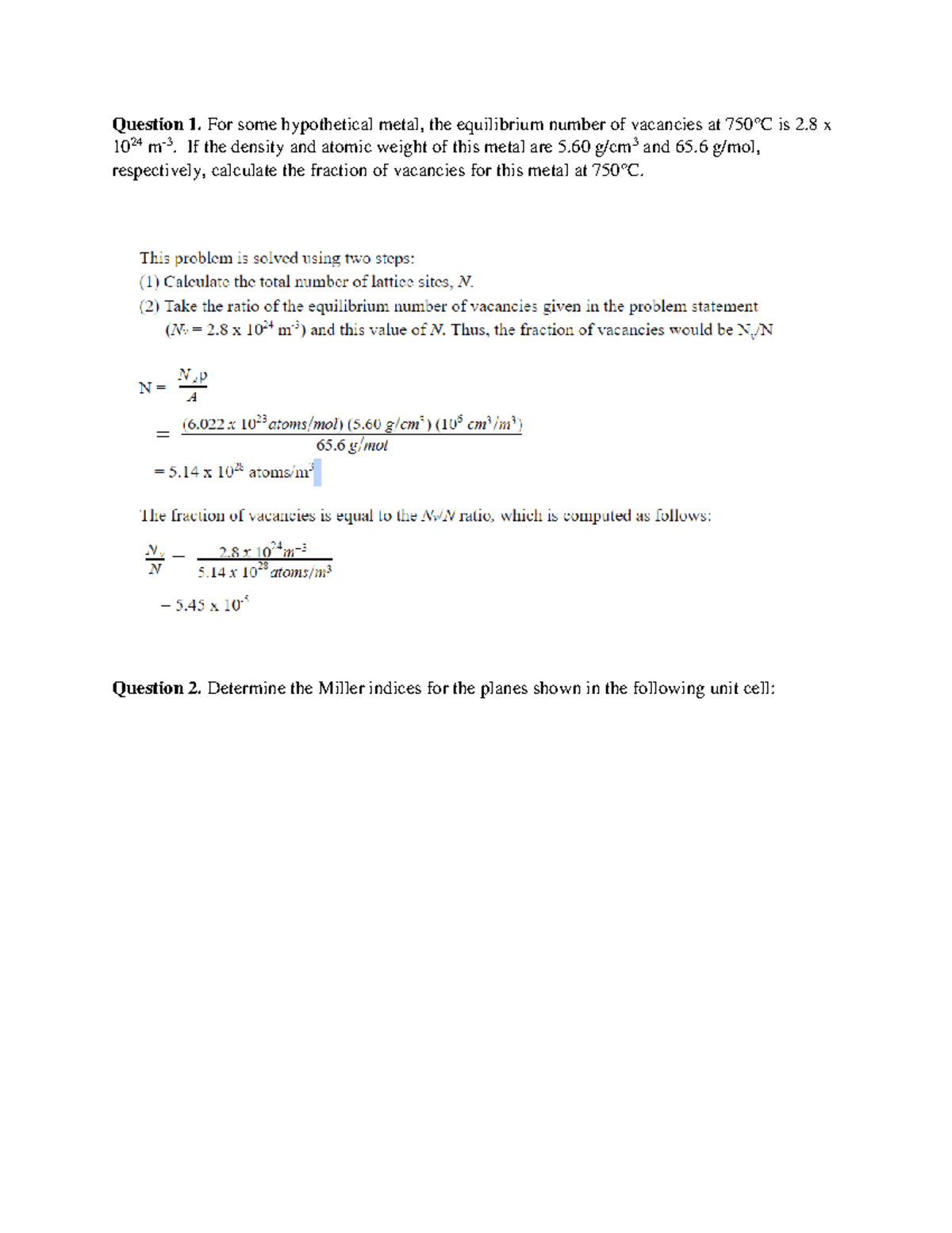 Tutorial 3 - Solution - Question 1. For some hypothetical metal, the ...