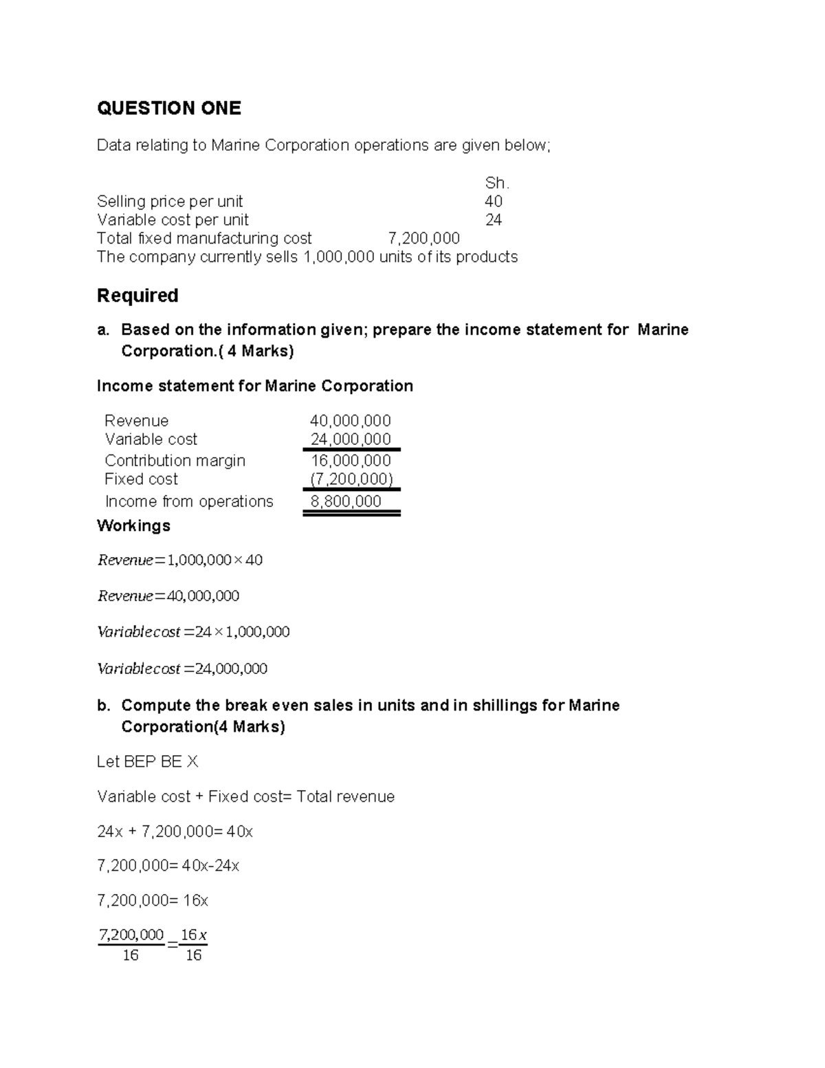 ACT 2010 C Spring 2020 Assignment 4 - QUESTION ONE Data relating to ...