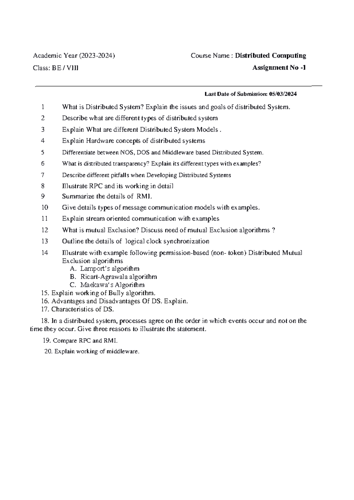 Updated QB DC - Important Question - Academic Year (2023-2024) Class ...
