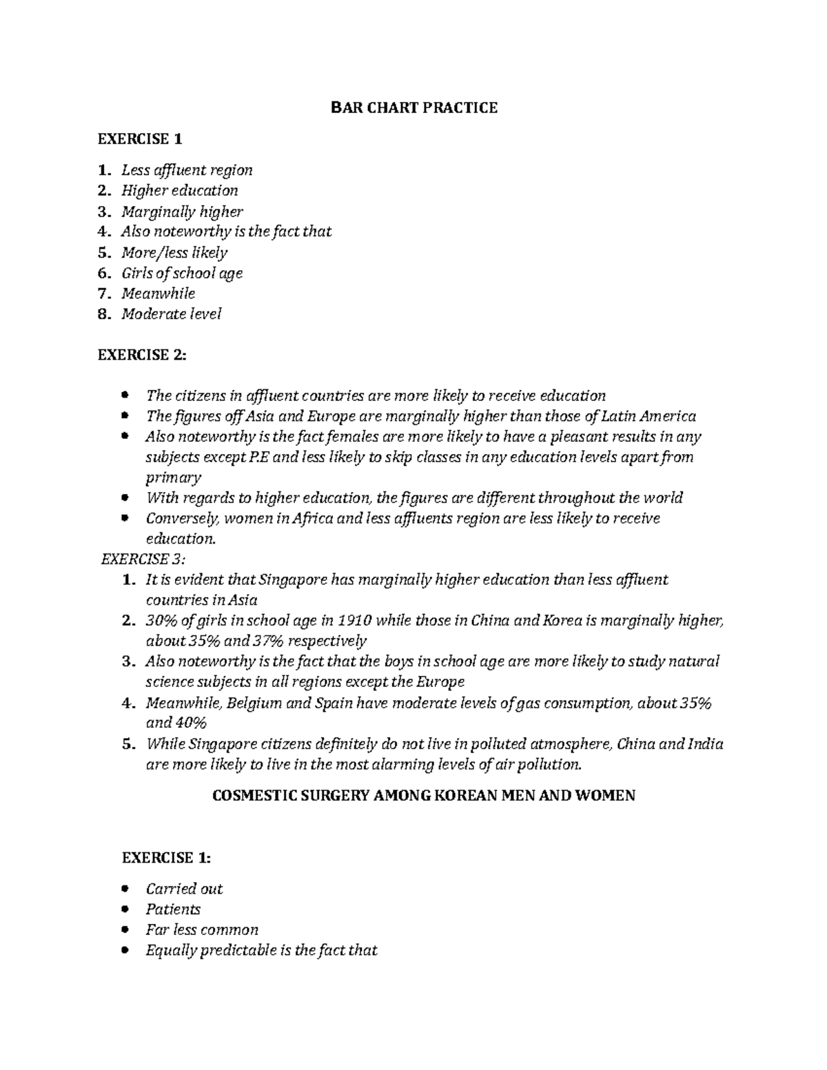 Bar Chart Practice Problems