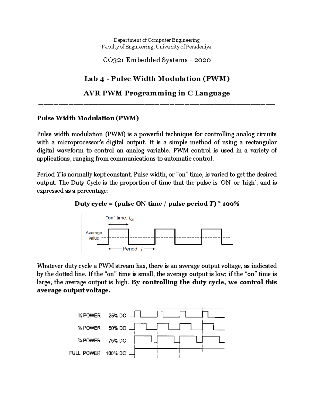 CO321 Lab 4 - PWM - LAB 04 - Department of Computer Engineering Faculty ...