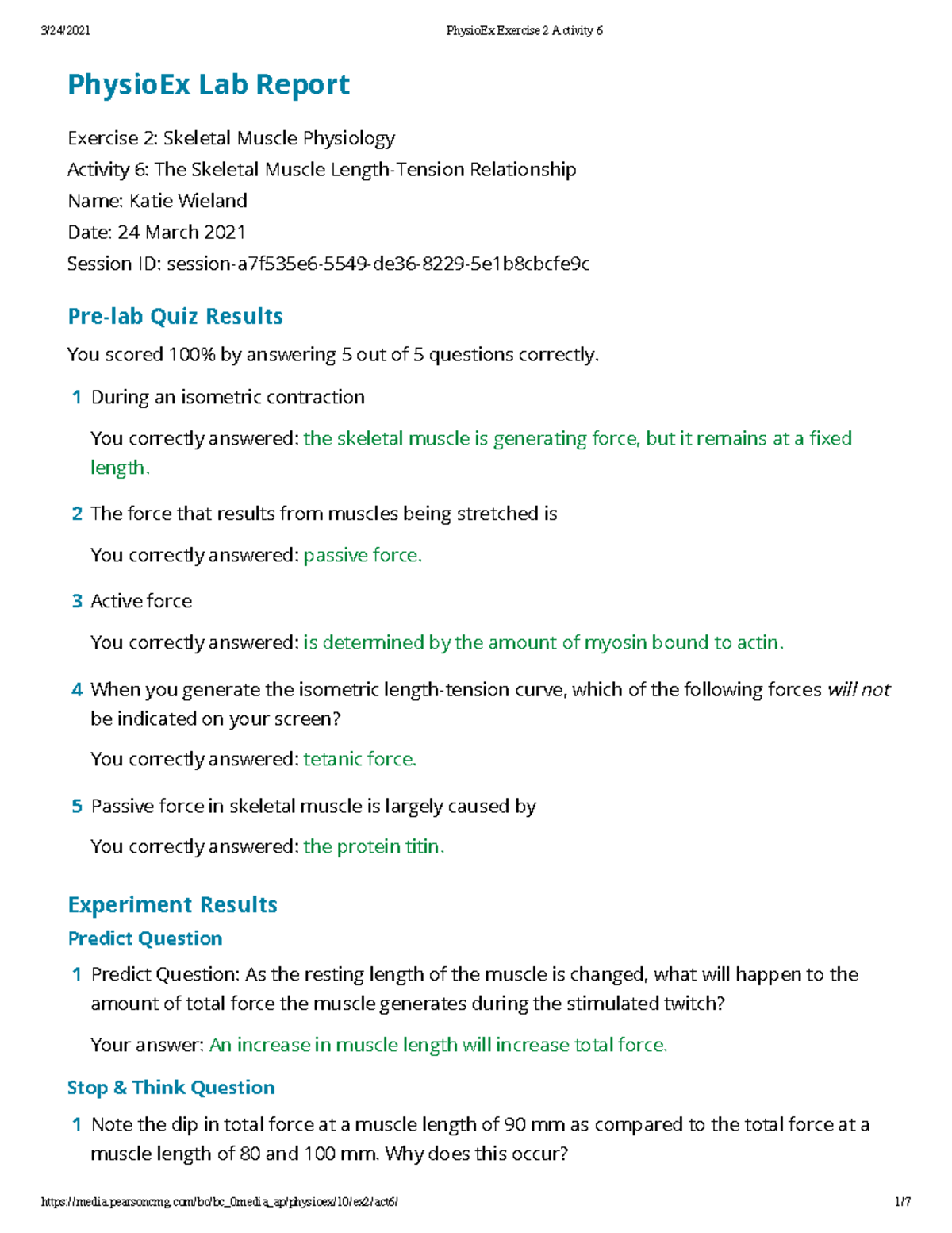 Physio Ex Exercise 2 Activity 6 - PhysioEx Lab Report Exercise 2 ...