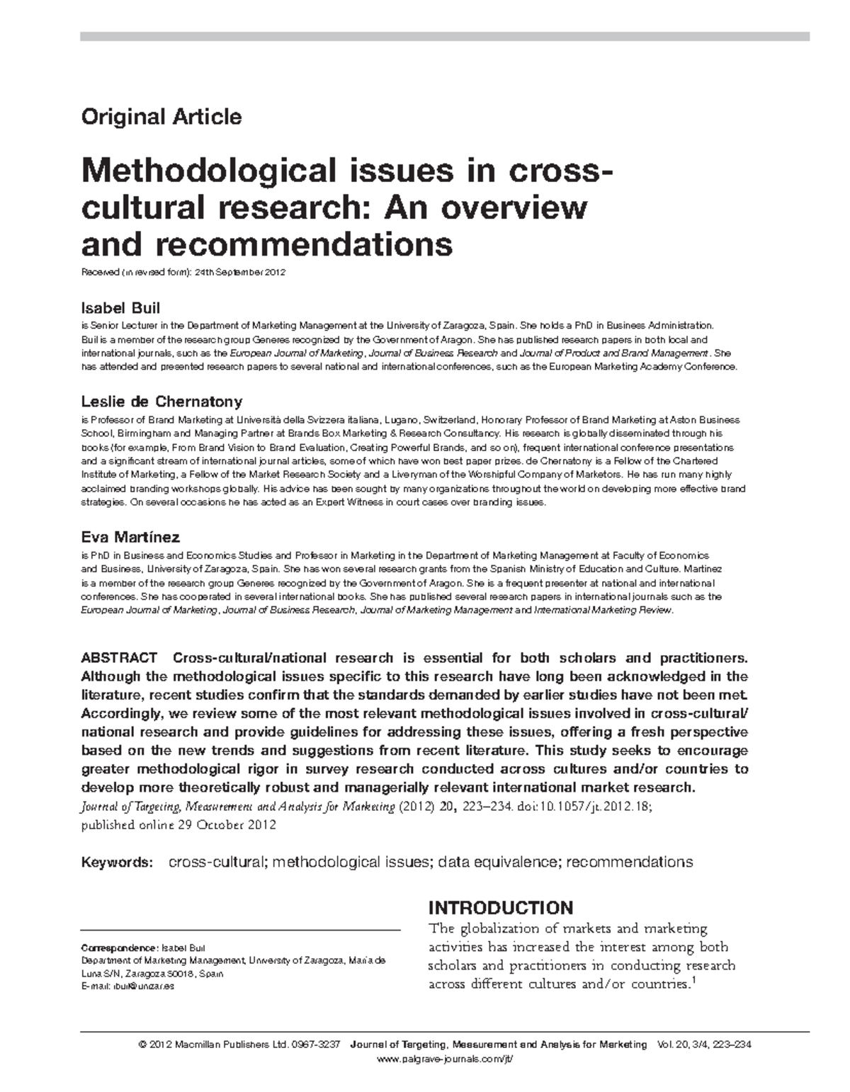 Methodological Issues in CCP - © 2012 Macmillan Publishers Ltd. 0967 ...