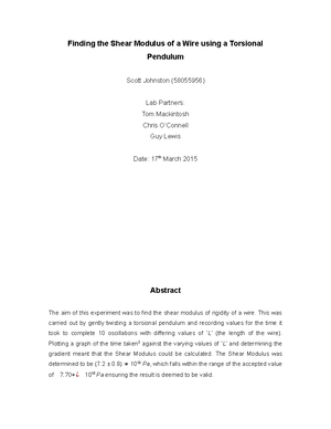 Thermal expansion - lab report - Thermal expansion 1. Presentation and ...
