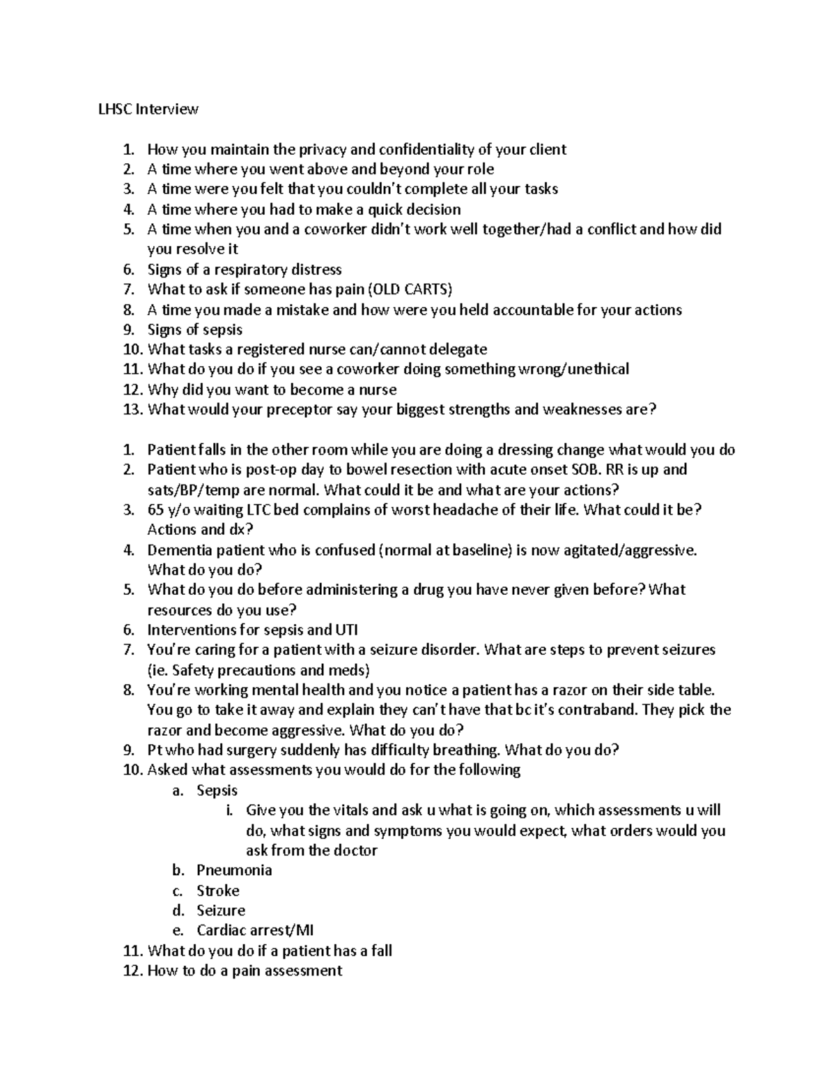 Nursing Interview Practice Questions LHSC Interview How You Maintain
