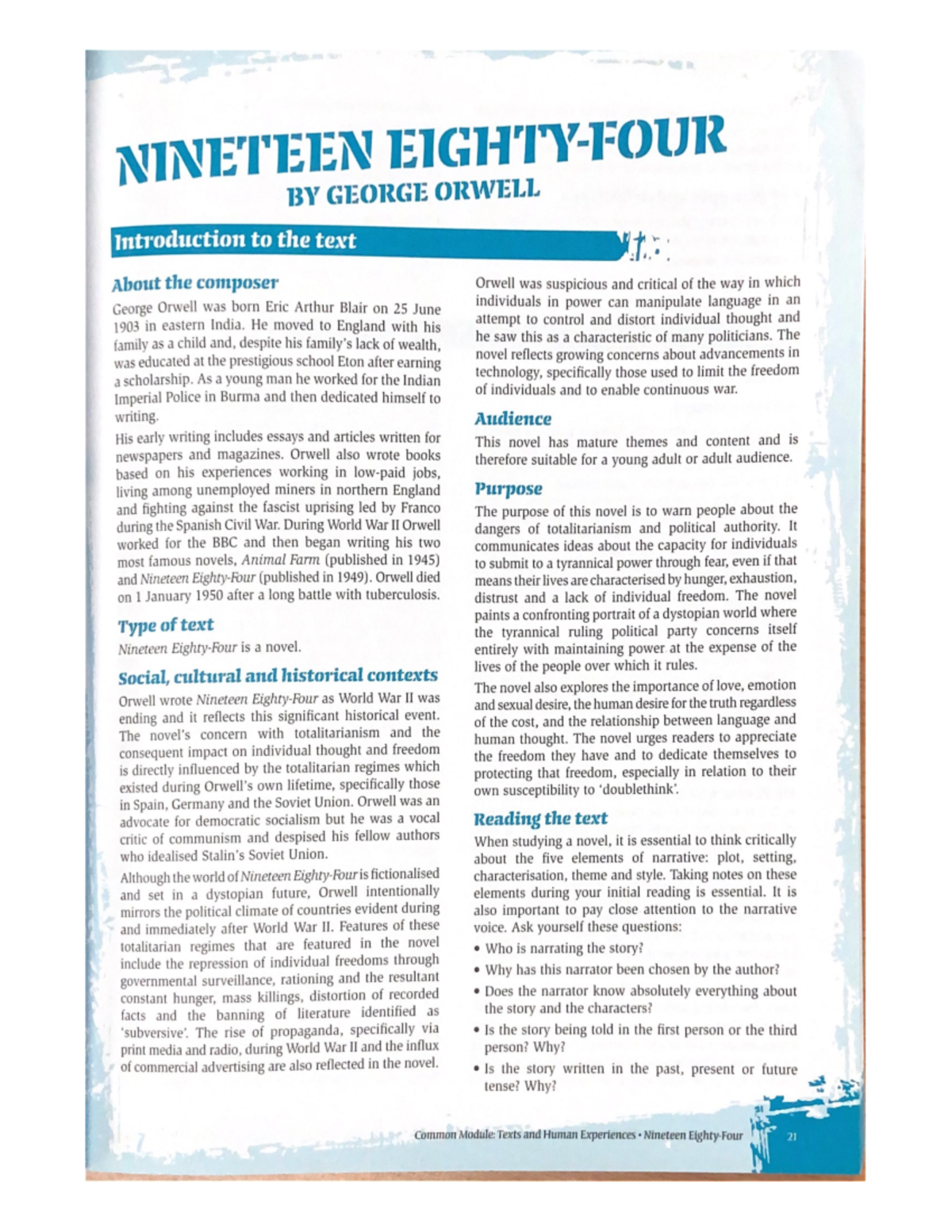 Nineteen Eighty-FOUR Excel - Studocu