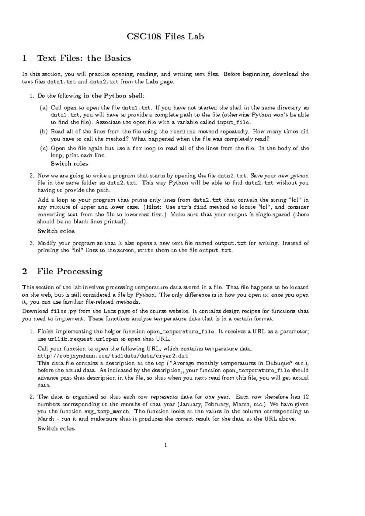 Files Practice Notes For Csc148 Assignment Csc108 Files Lab 1 Text