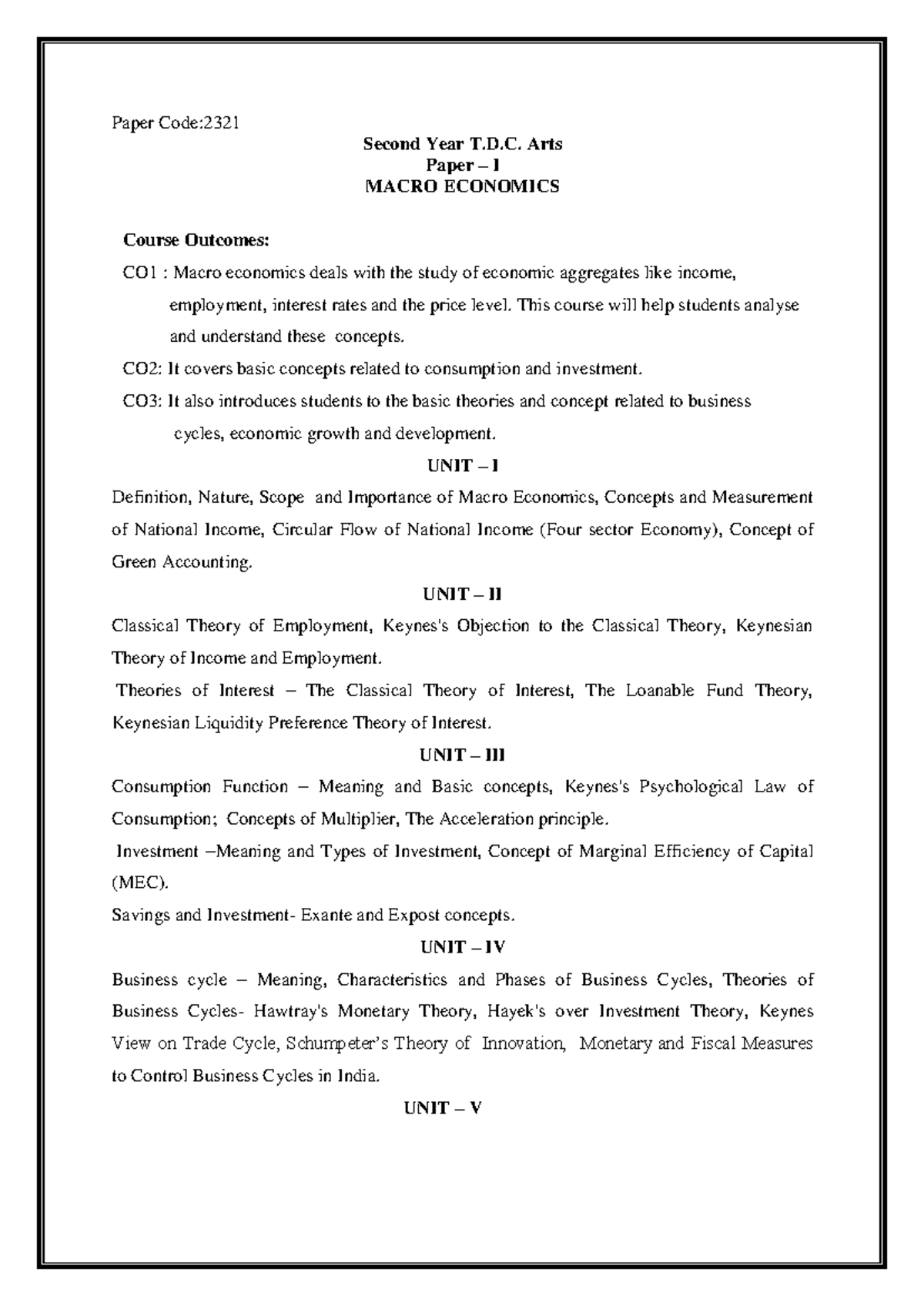 11639 BA II year UG Pass Course New 2019-20 with course outcomes ...