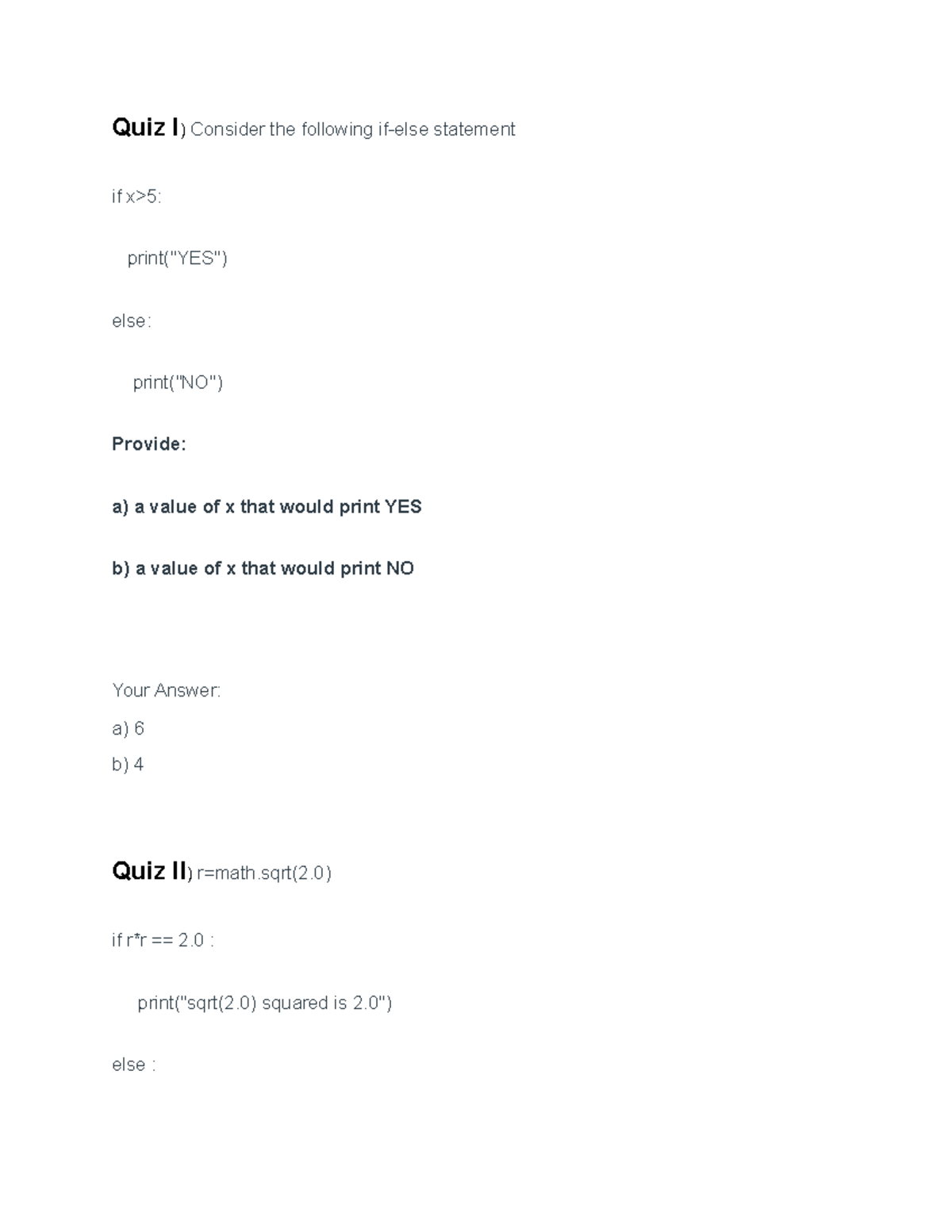 Programming for Non-CS majors Quizzes - COM1001 - Studocu