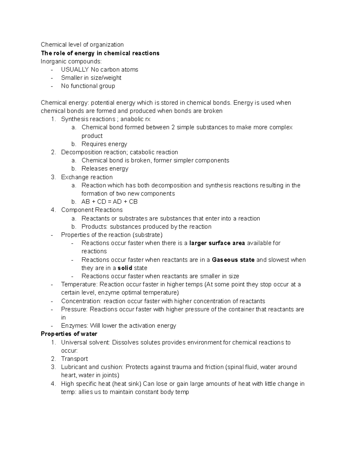 Human an & Phys - Lecture 2 chemical level of organization - Chemical ...