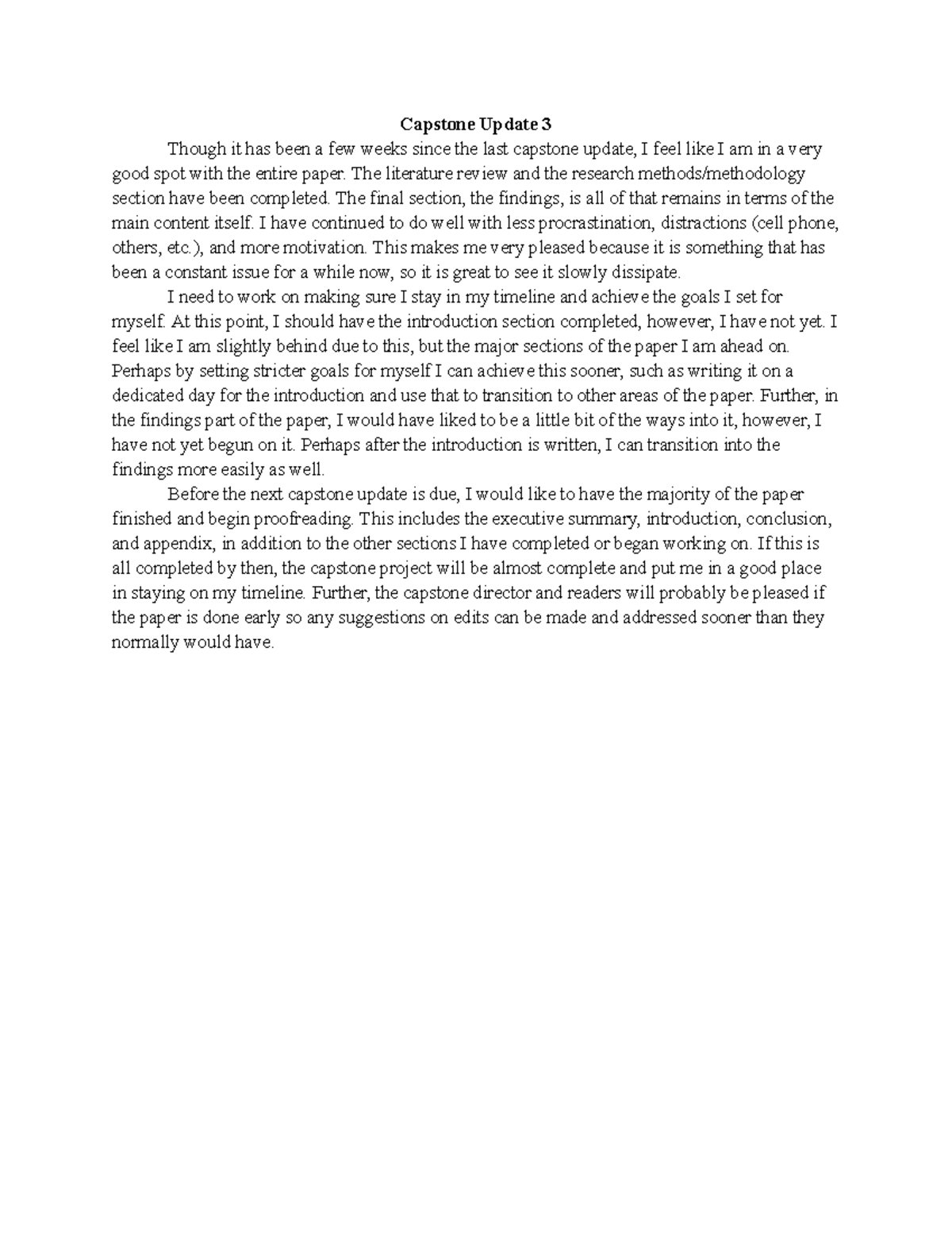 Capstoneupdate 3 - Capstone Update 3 Though it has been a few weeks ...