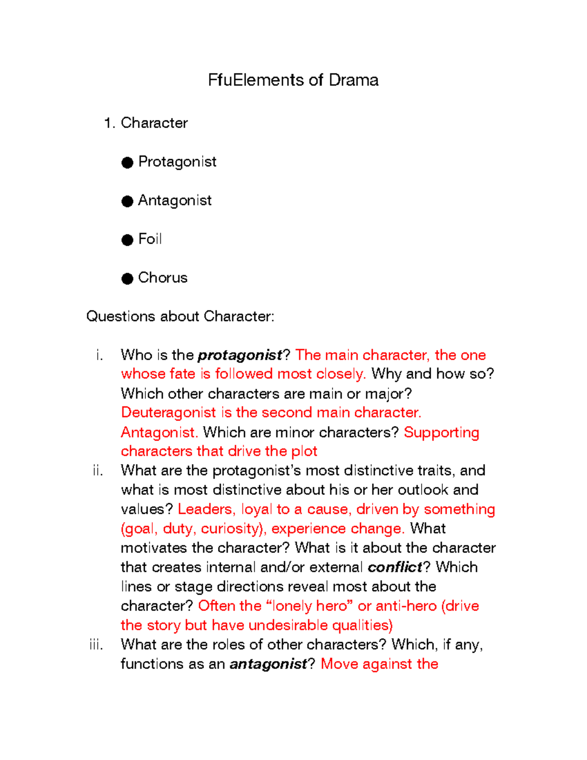 Elements of Drama Handout 2021 - FfuElements of Drama 1 Protagonist ...