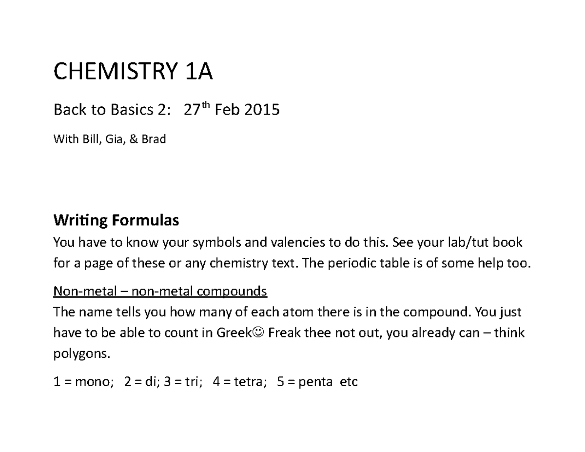 B2B 2 CHEM 1A 2015 - Write succinctly, with a simple sentence structure ...