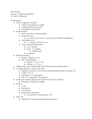 Data Fundamentals Lecture 1 - 28th Sept 2021 - 28th Sept 2021 Lecture 1 - Data Fundamentals Dr ...