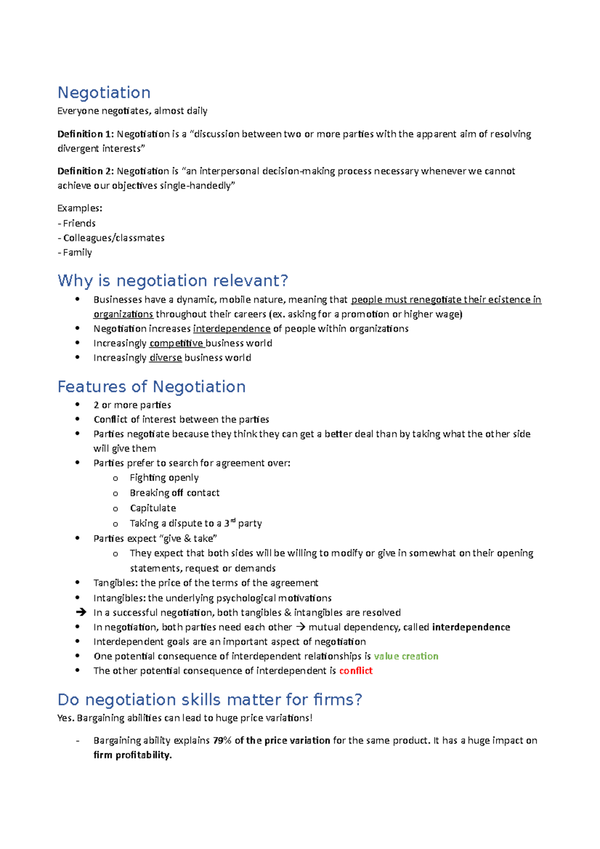 Lesson 3 - Negotiation - Negotiation Everyone negotiates, almost daily ...