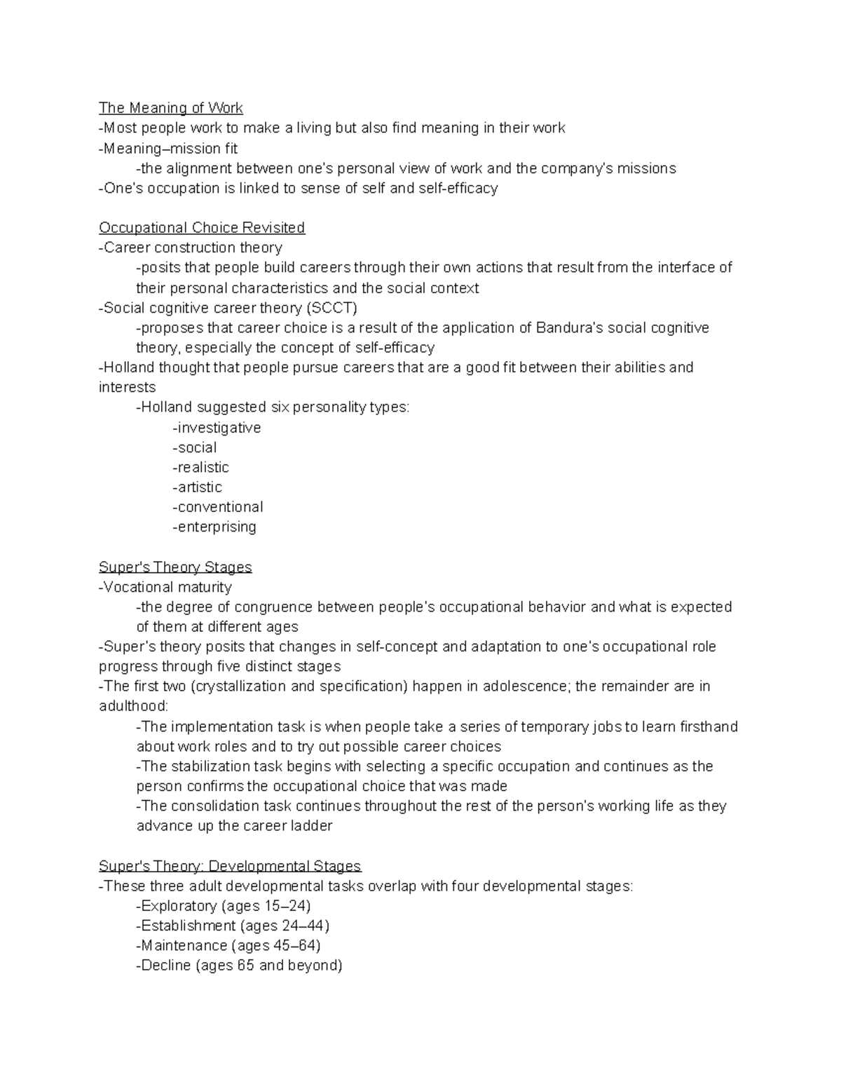 12.1 Occupational Selection and Development - The Meaning of Work -Most ...
