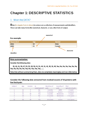 Chapter 2 - YU, Chi Wai - MATH2411: Applied Statistics Dr. YU, Chi Wai Chapter 2: PROBABILITY 1 ...