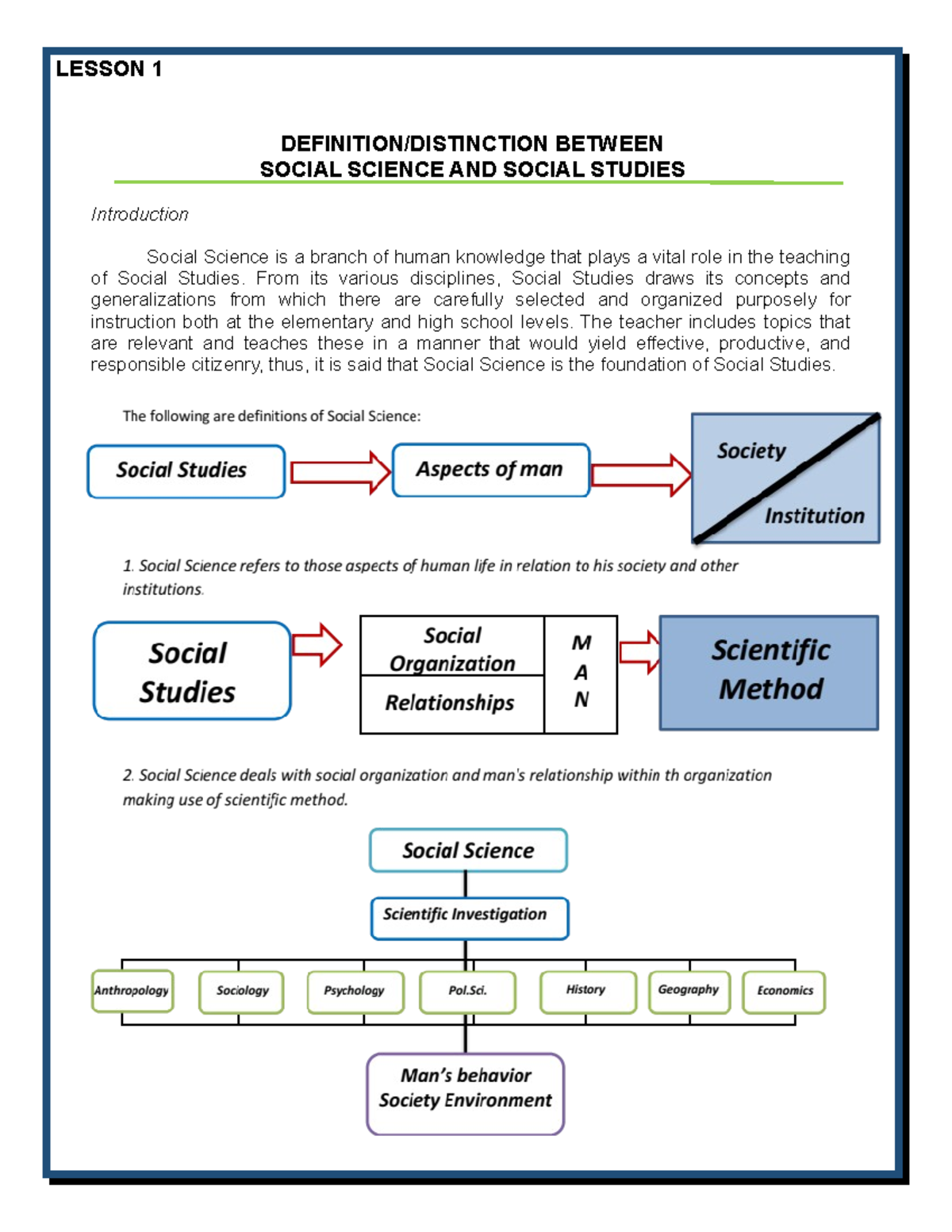 Lesson-1-Teaching-Social-Studies - LESSON 1 DEFINITION/DISTINCTION ...