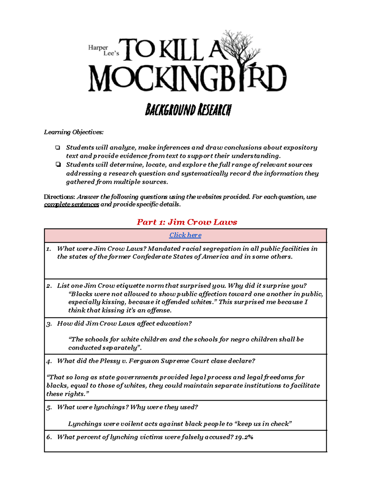 Copy of TKAM Graphic Novel Background Research Web Quest (2022)-OL ...