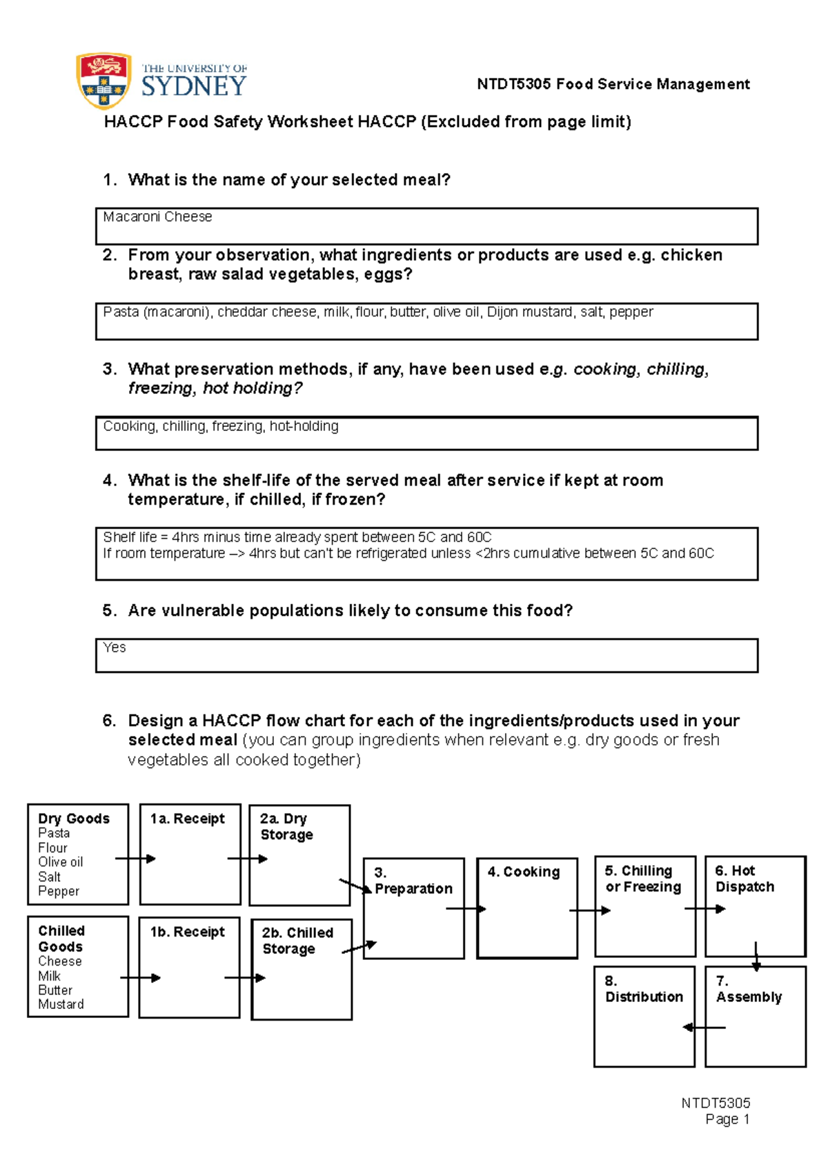 Food Safety Worksheet 2020 - HACCP Food Safety Worksheet HACCP ...