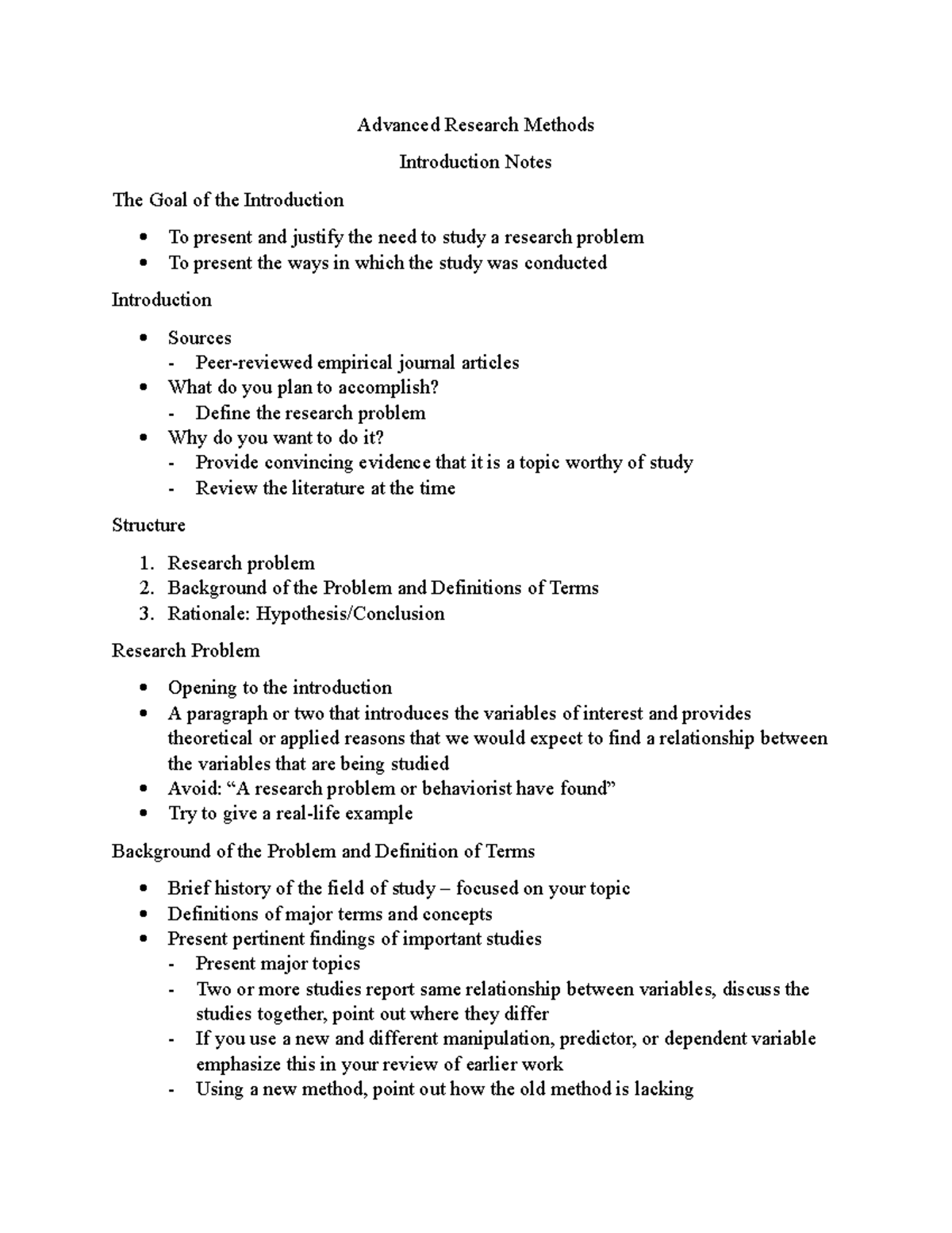 Advanced Research Methods Introduction - Advanced Research Methods ...