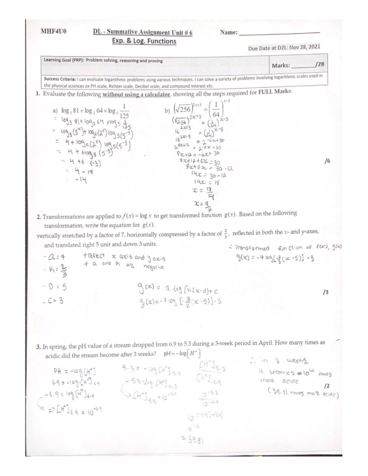 DL - Summative Assignment Unit # 6 - Math 1600 - Studocu