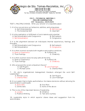 CDI 5 Prelim (KEY Answer)-Milque - CHED G. No. 03, S. 2022 CHED G. No. 14, S. 2022 Azcona St ...