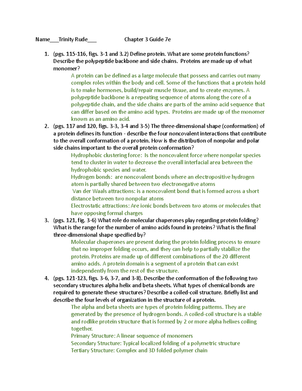 Bio-333 chapter 3 guide - Name___Trinity Rude___ Chapter 3 Guide 7e 1 ...