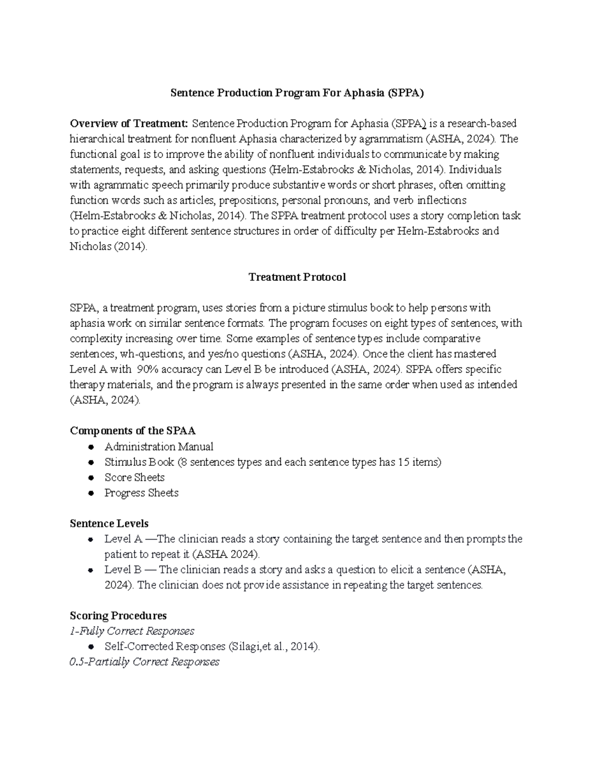 SPPA Handout for Aphasia course - Sentence Production Program For ...