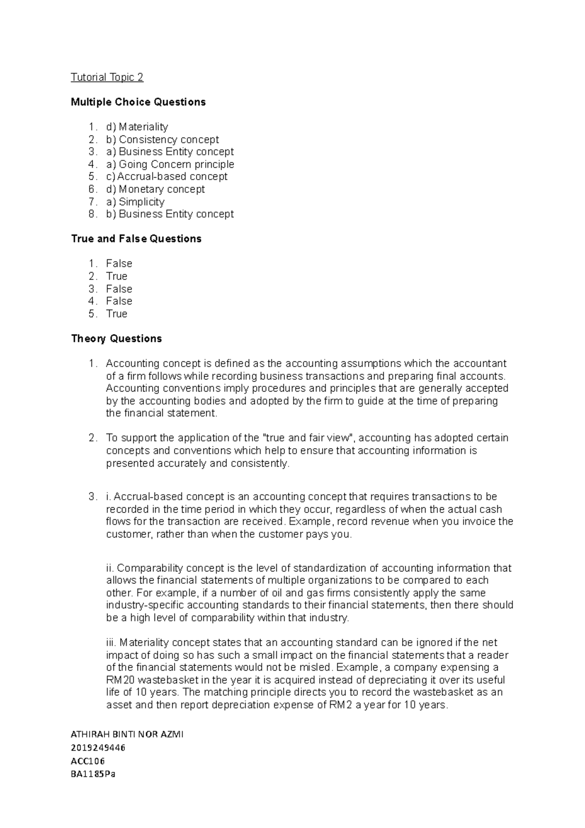 ACC 106 Topic 2 Tutorial - Introduction in Financial Accounting - UiTM ...