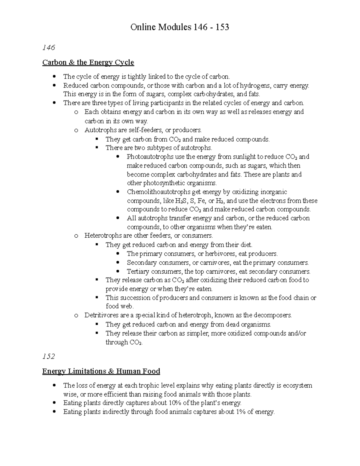 Online Modules 146 - 153 - Online Modules 146 - 153 146 Carbon & the ...