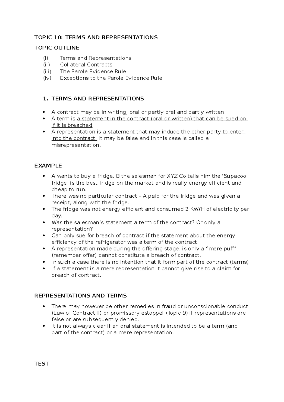 Topic 10 - Terms & Representation Summary - TOPIC 10: TERMS AND ...