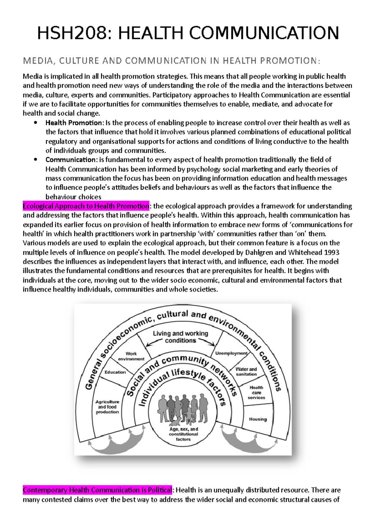 HSH208 - Health Communication - HSH208: HEALTH COMMUNICATION MEDIA ...