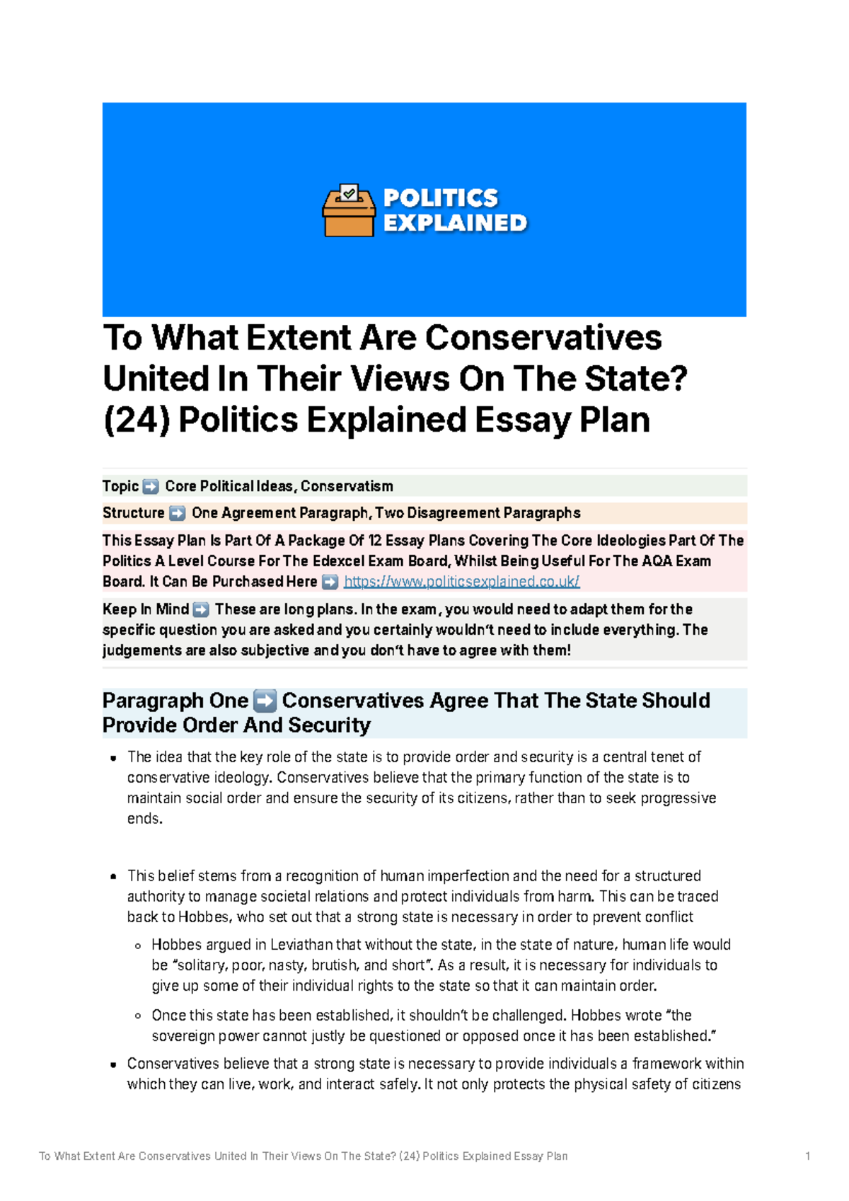 To What Extent Are Conservatives United In Their Views On The State (24 ...